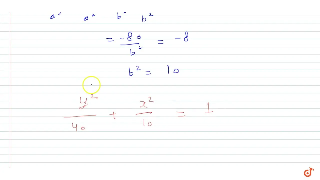 Find the equation of ellipse, Centre at (0,0), major axis on the y-axi