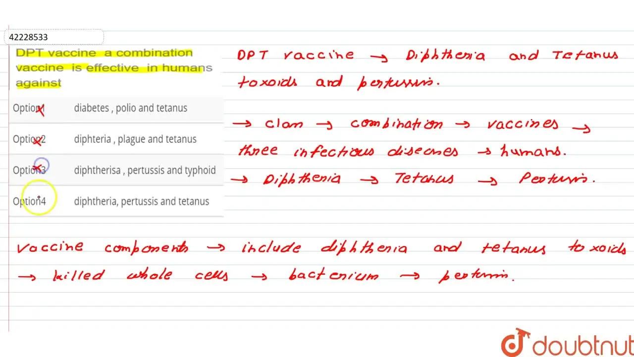 DPT vaccine a combination vaccine is effective in humans against