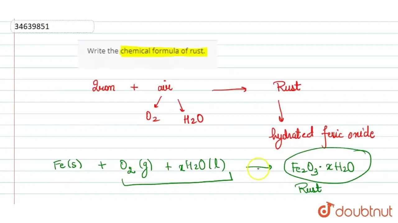 Write the chemical formula of rust.