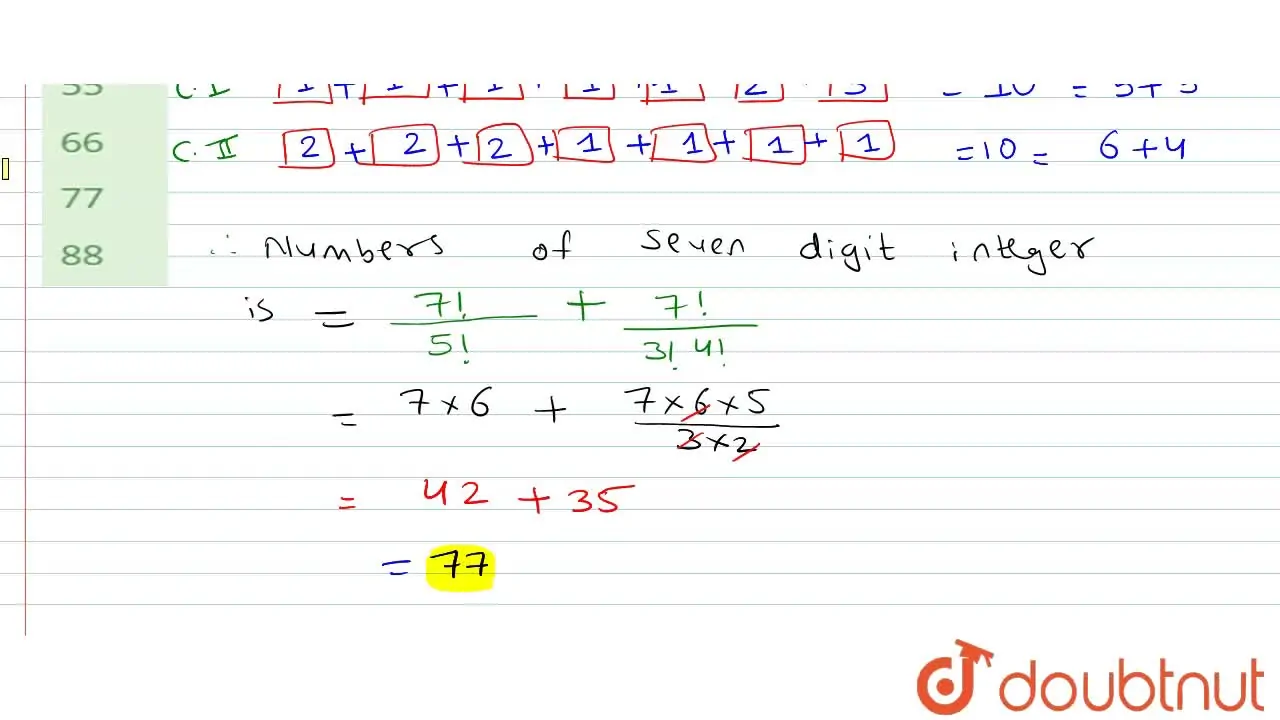 [Gujrati] The number of seven digit integers, with sum of the digits e