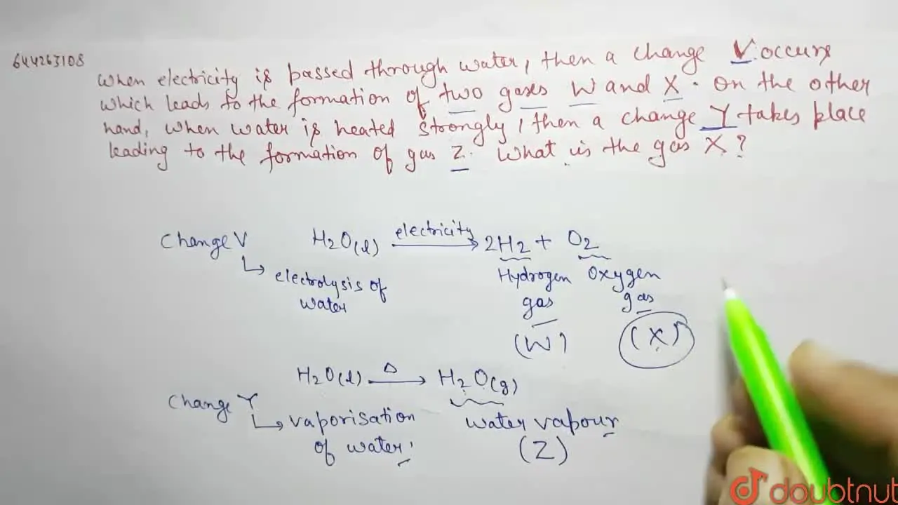 When electricity is passed through water, then a change V occurs which