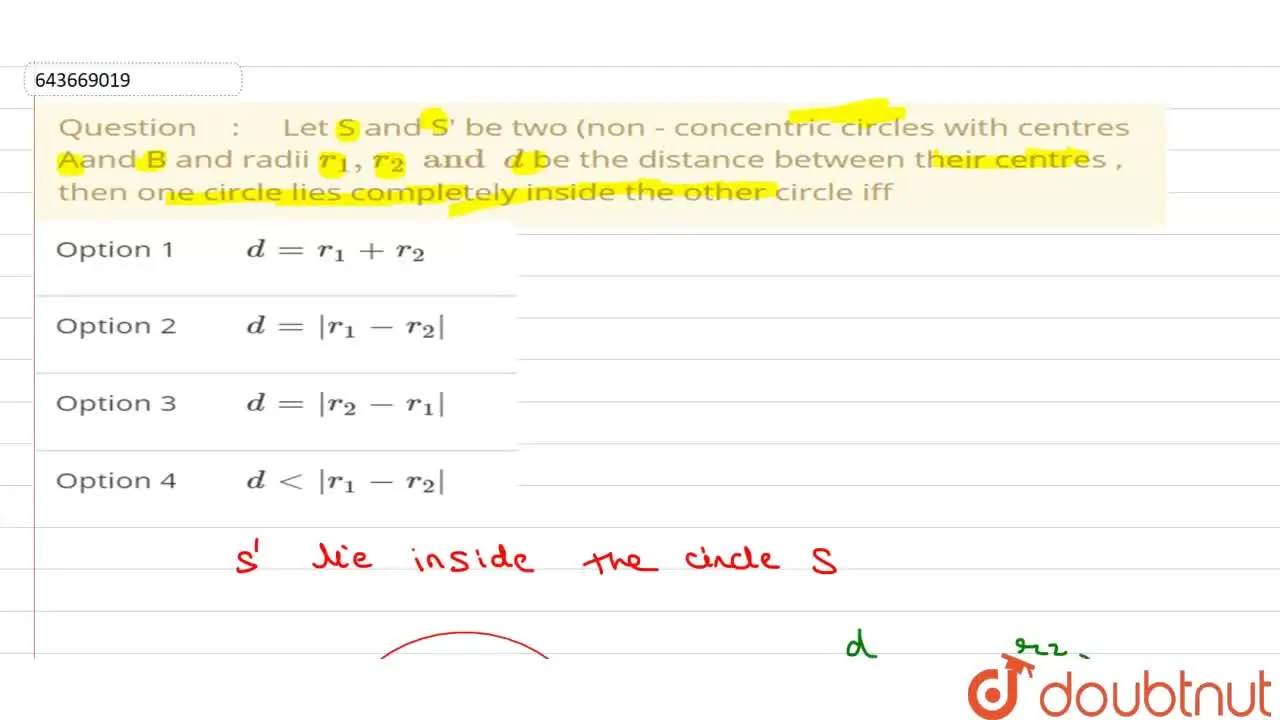 Let S and S' be two (non - concentric circles with centres Aand B and