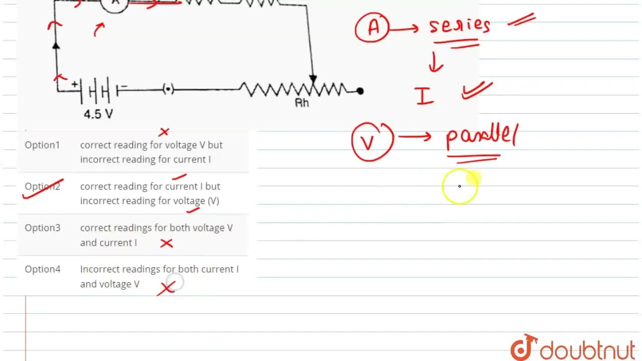 correct readings for both voltage V and current I