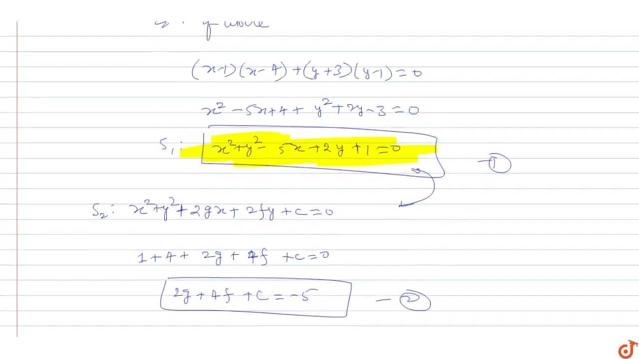 The equation of radical axis of two circles is x + y = 1. One of the