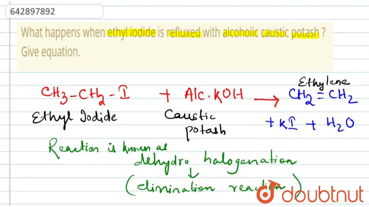 [Odia] What happens when ethyl iodide is refluxed with alcoholic caust