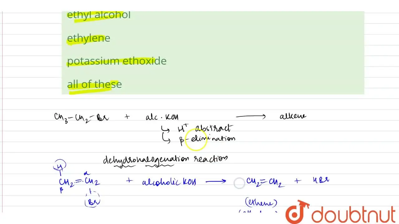 [Odia] When ethyl bromide is treated with alcoholic KOH, results