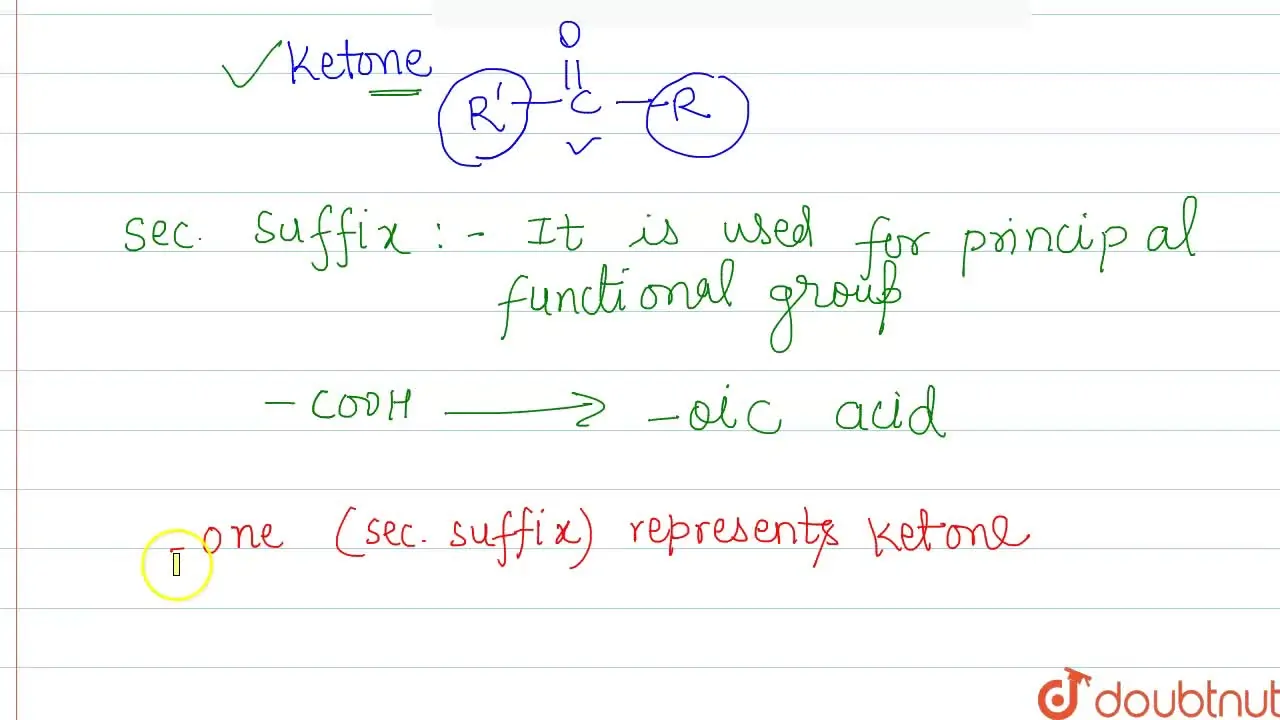 what secondary suffix represents ketone