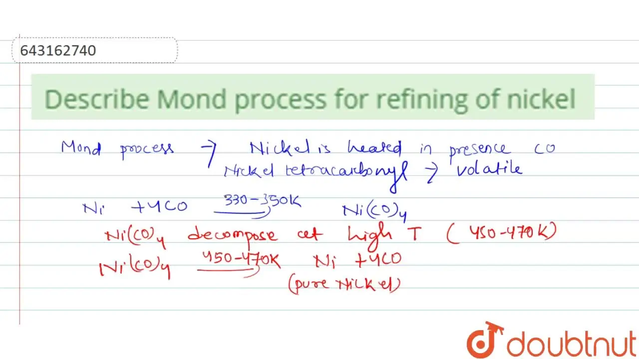 [Odia] Describe Mond process for refining of nickel