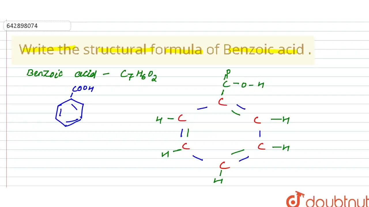 [Odia] Write the structural formula of Benzoic acid