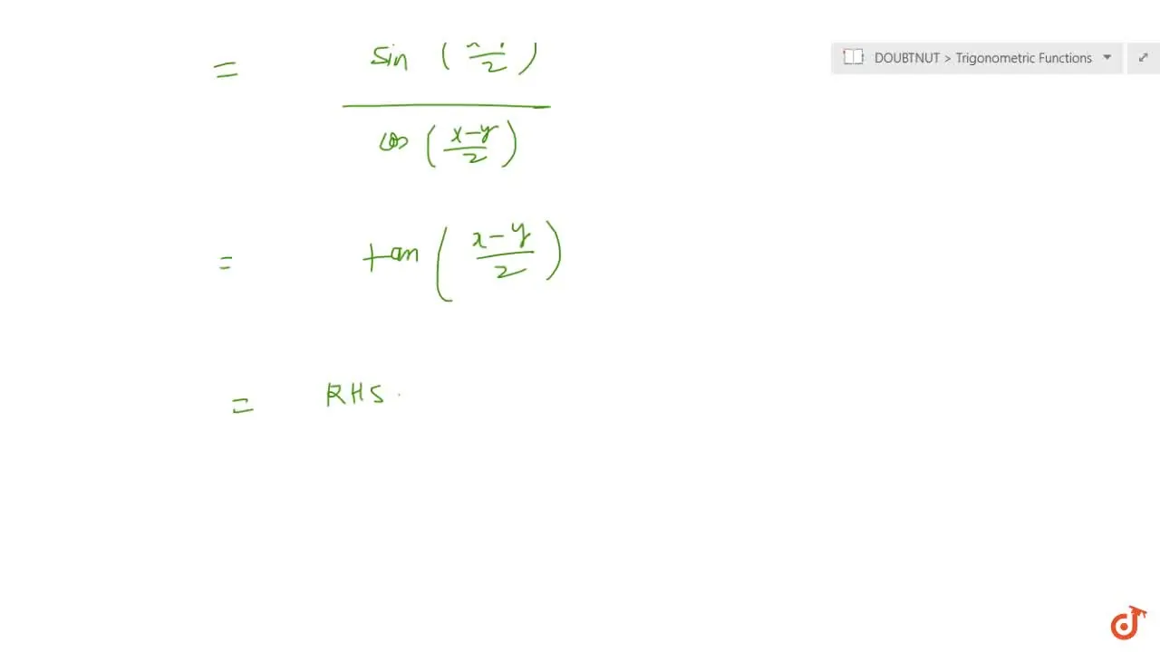 Prove that:(sinx-siny)/(cosx+cosy)=tan(x-y)/2