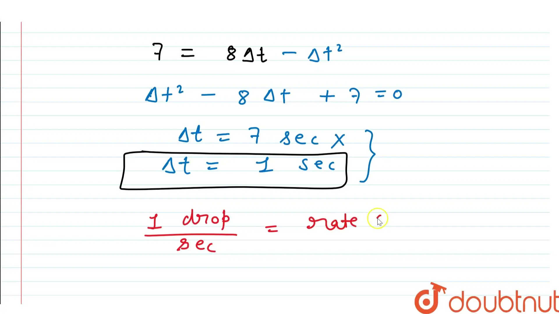 Water drops are falling from a tap in regular interval of time. A drop