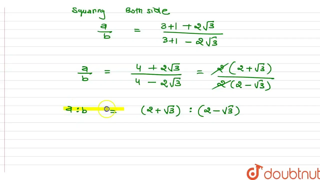 If the arithmetic means of two positive number a and b (a gt b ) is tw