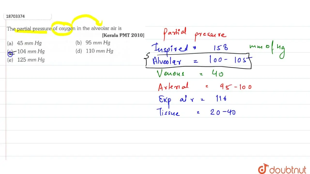 the partial pressure of oxygen in the alveolar air is
