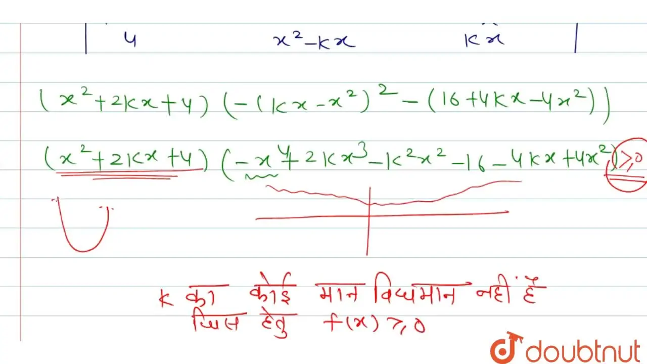 मान f(x)= |(x^(2),kx,4+kx),(kx,4+kx,x^(2)),(4+kx,x^(2),kx)| है यदि f(x