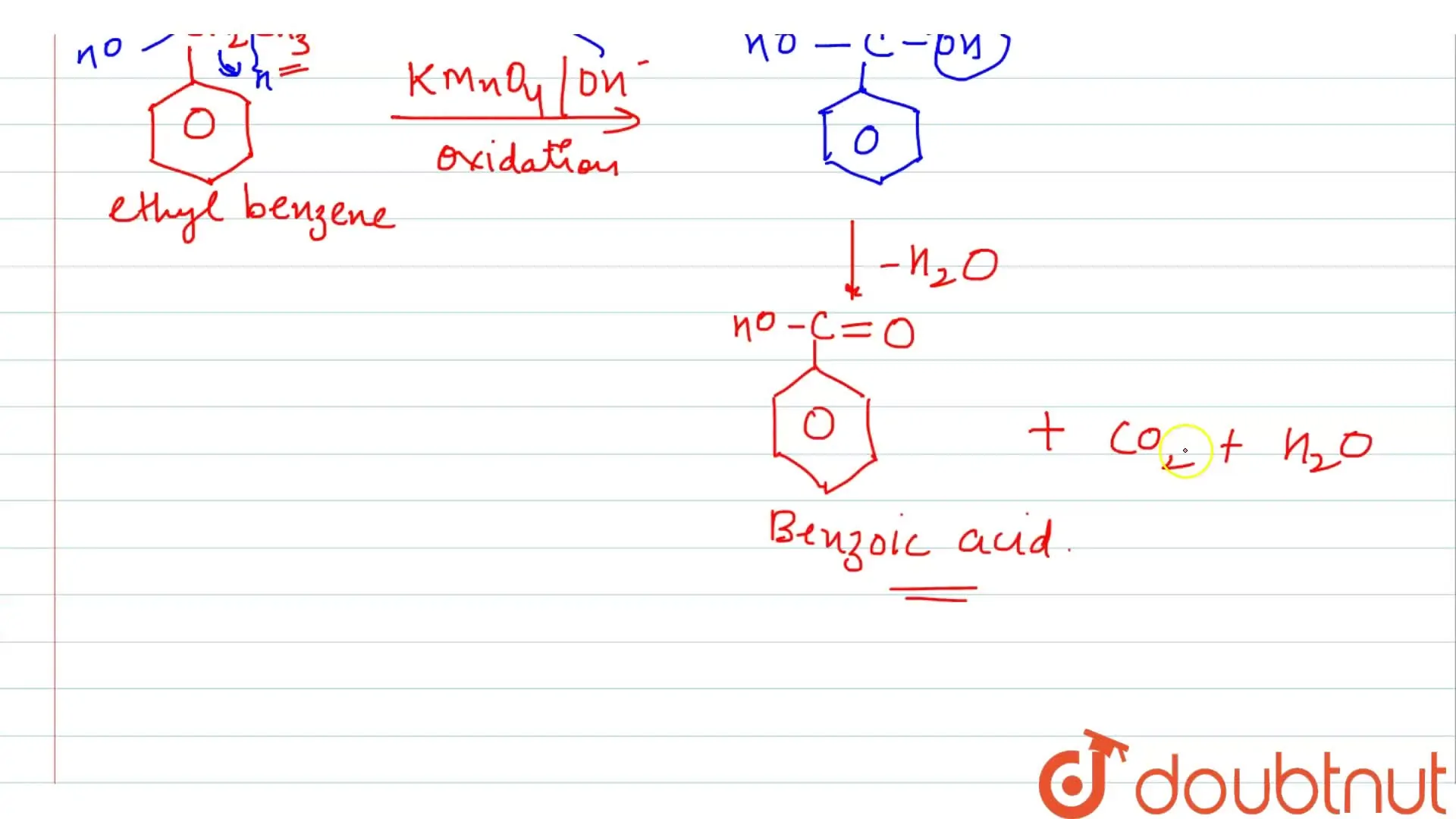 The compound formed as a result of oxidation of ethyl benzene by KMnO(