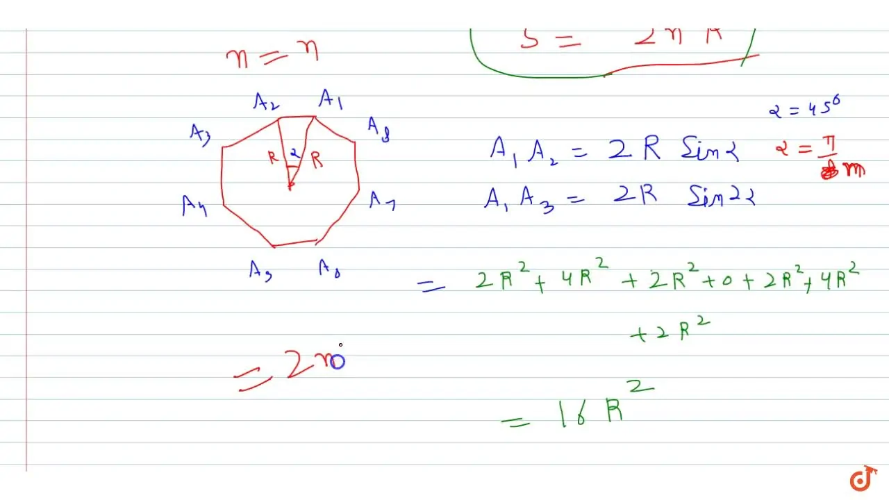 let A1,A2,A3,...An are the vertices of a regular n sided polygon inscr