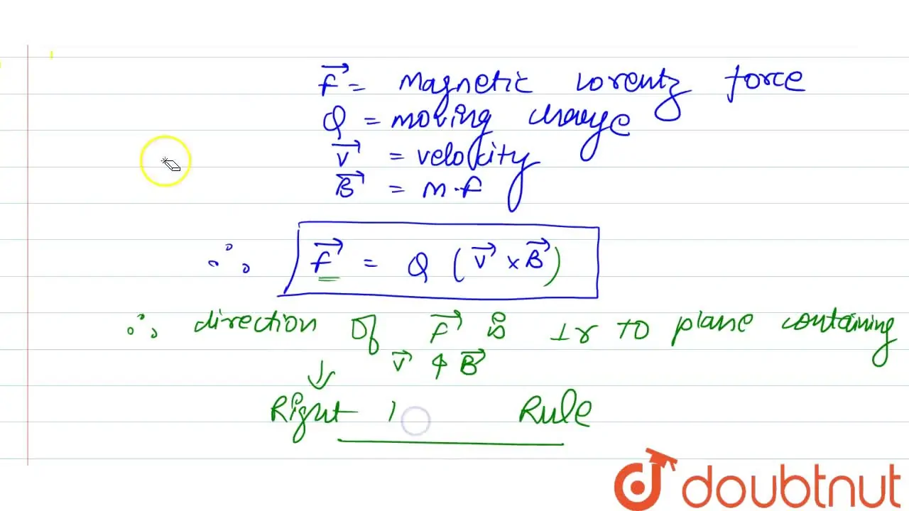 Write an expression in a vector form for the Lorentz magnetic force ve