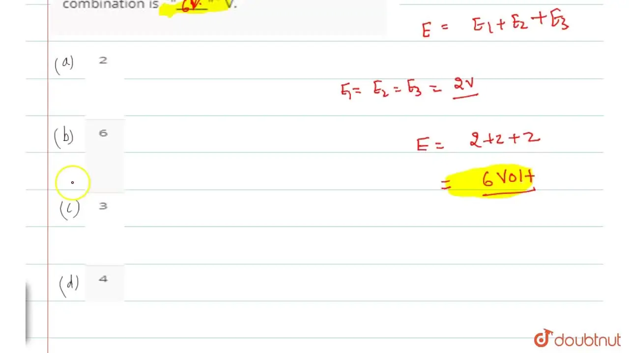 Three dry cells are connected as shown in the figure. If e.m.f of eac