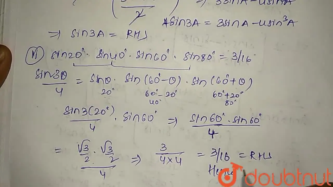 [Telugu] For A in R, P.T (i) sinAsin(pi/3+A)sin(pi/3-A)=1/4sin3A (ii)