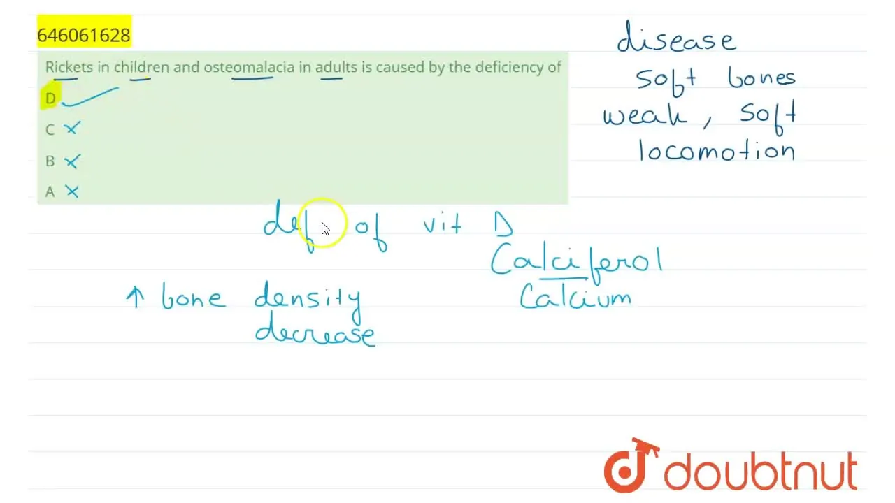 Rickets in children and osteomalacia in adults is caused by the defici
