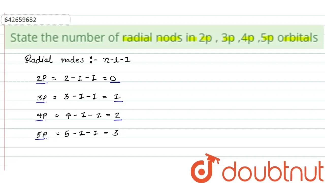 [Gujrati] State the number of radial nodes in 2p , 3p ,4p ,5p orbit