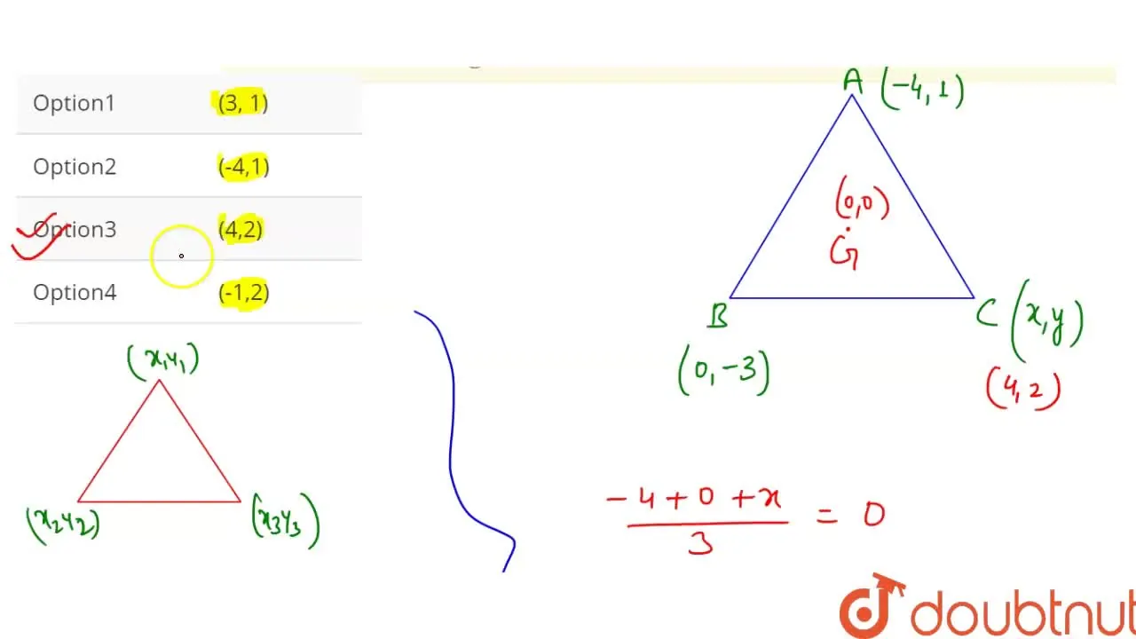 The third vertex of a triangle, whose two vertices are (-4,1) and (0,