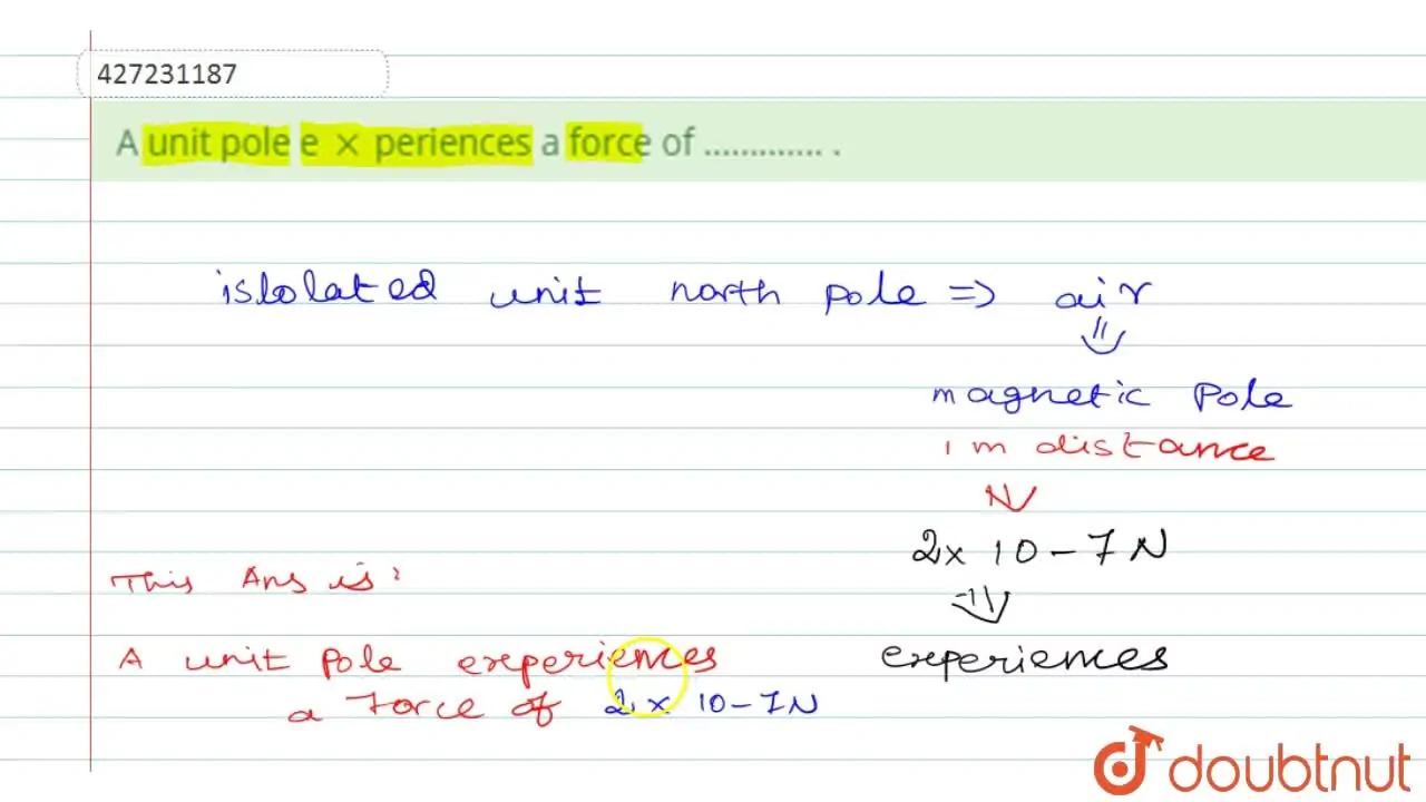 [Tamil] A unit pole exxperiences a force of ............. .