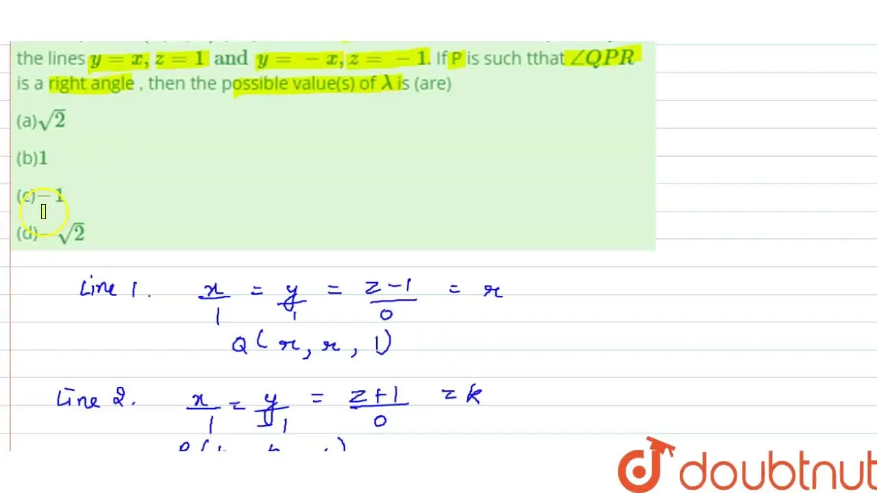 [Punjabi] From a point P(lambda, lambda, lambda), perpendicular PQ and
