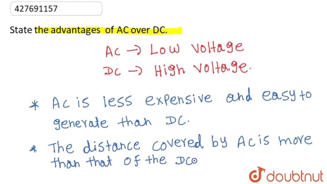 [Tamil] State the advantages of AC over DC.
