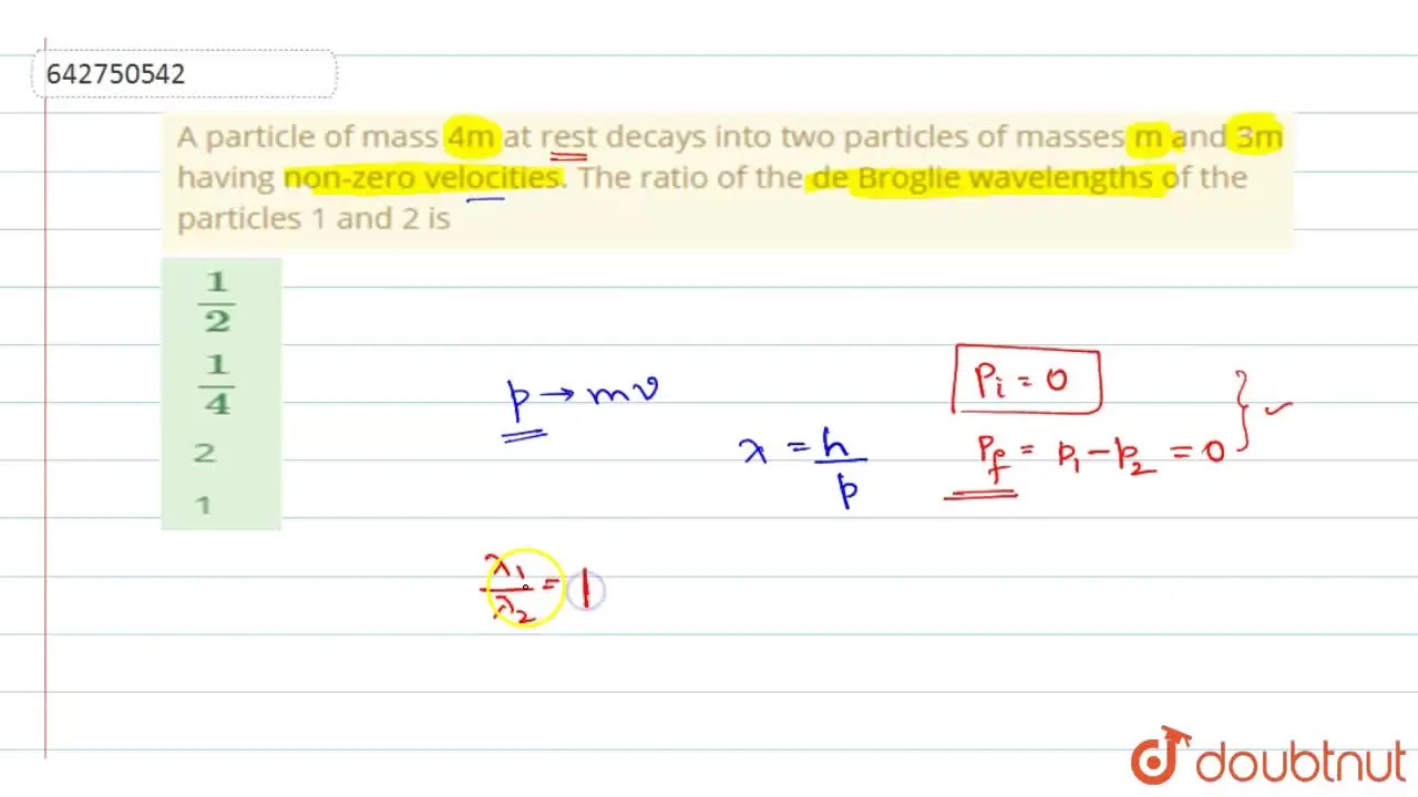A particle of mass 4m at rest decays into two particles of masses m an