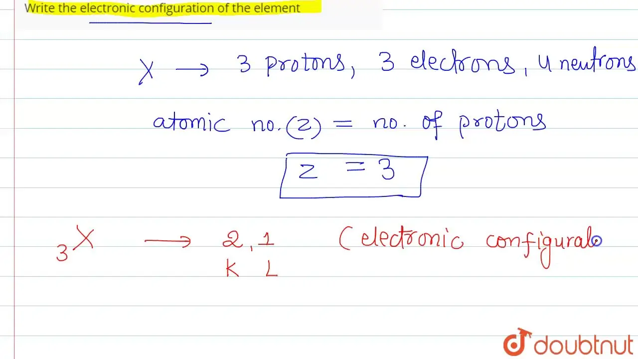 An atom of element X contains 3 protons, 3 electrons and 4 neutrons: