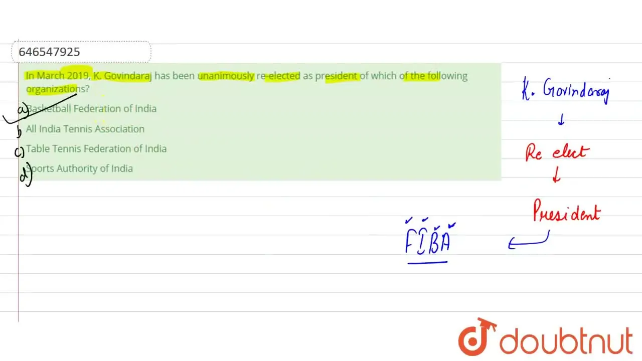 In March 2019, K. Govindaraj has been unanimously re-elected as presid