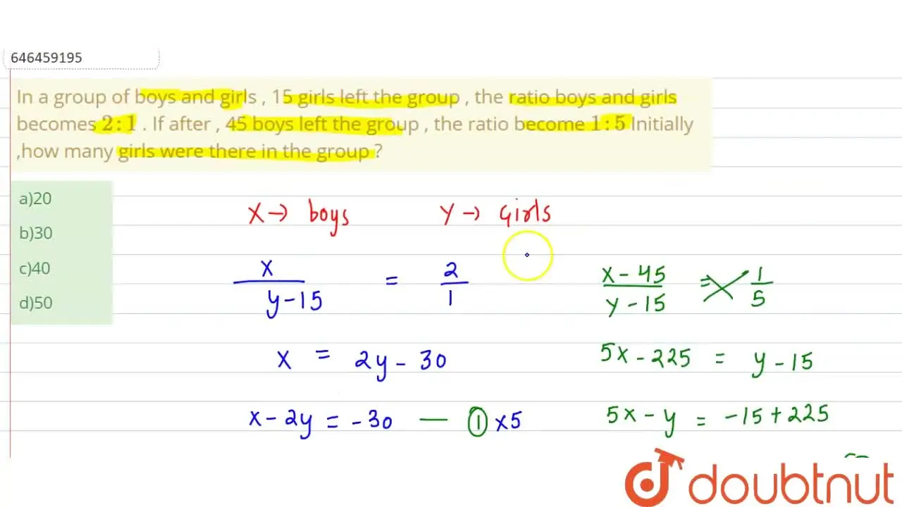 In a group of boys and girls , 15 girls left the group , the ratio boy