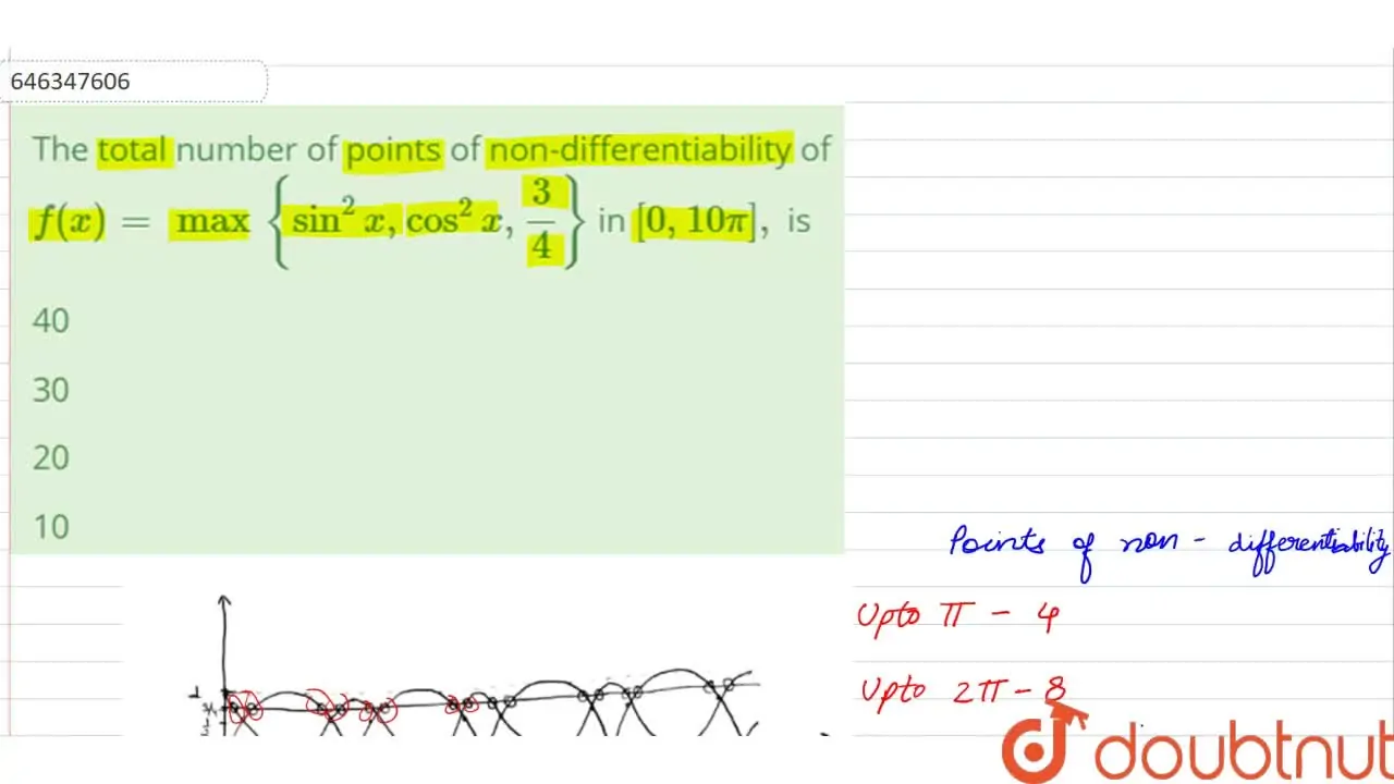[Punjabi] The total number of points of non-differentiability of f(x)=