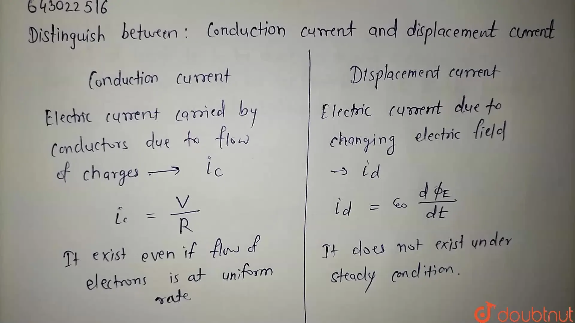 [Marathi] Distinguish between:- Conduction current and displacement cu
