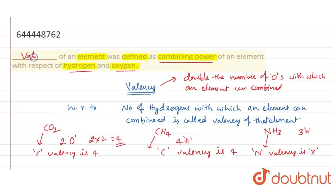 [Telugu] of an element was defined as combining power of an element wi