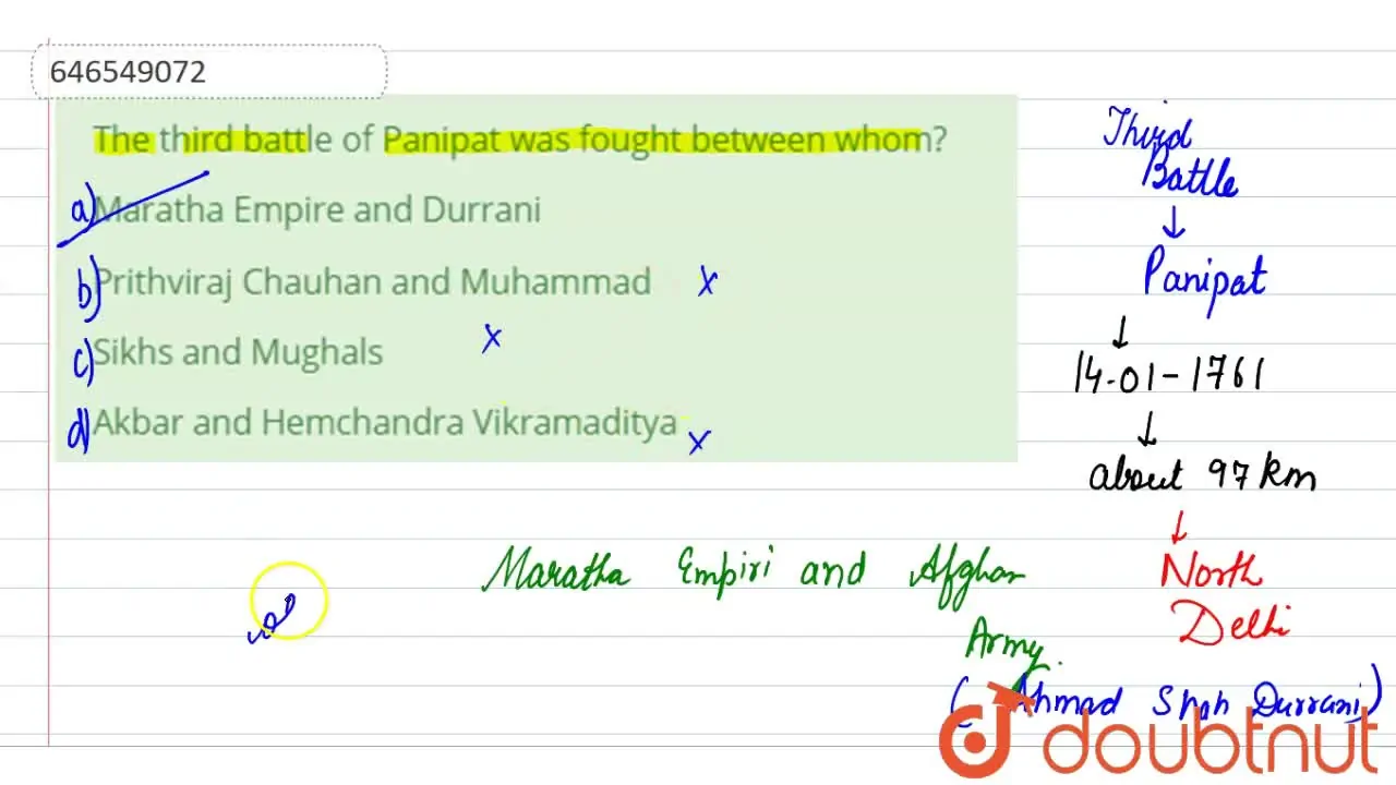 The third battle of Panipat was fought between whom?
