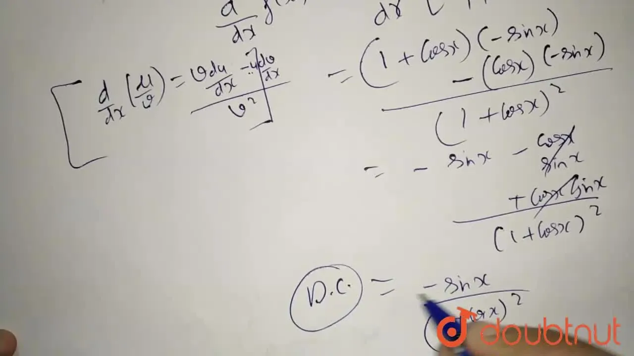 Find the differential coefficient of the following functions: (cos x)/