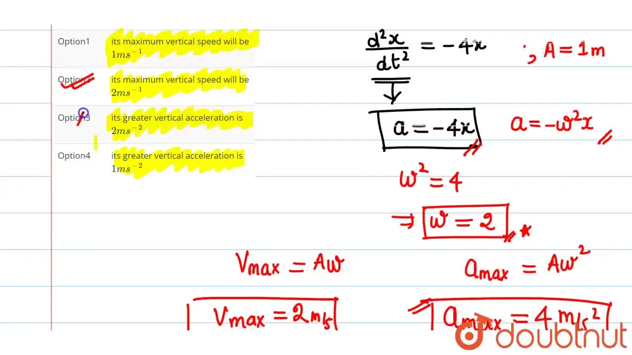 The vertical motion of a ship at sea is described by the equation (d^2