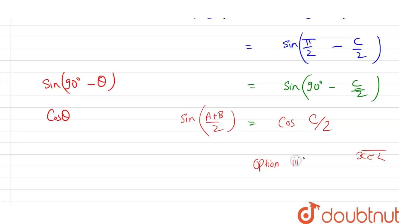 DeltaABC में sin ((A+ B)/(2)) का मान होगा