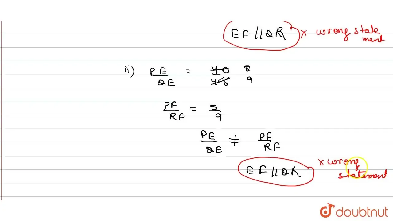 E and F are points on the sides PQ and PR respectively of DeltaP Q R.