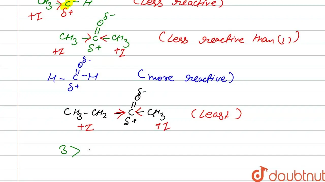 Correct order of reactivity of CH(3)CHO,C(2)H(5)COCH(3)andCH(3)COCH(3)