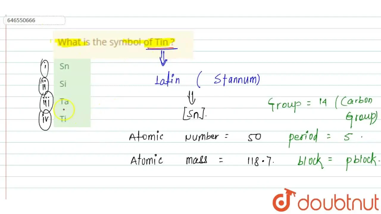 What is the symbol of Tin