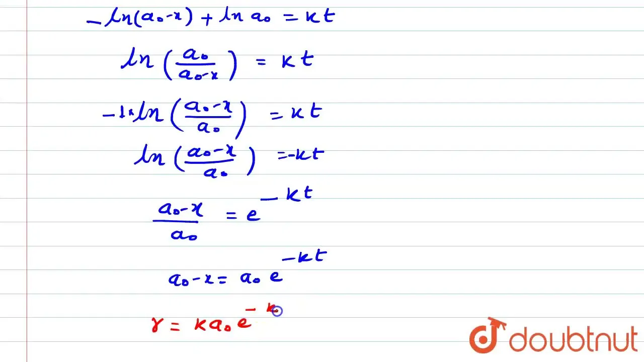 Derive the integrated rate equation for first order reactions.