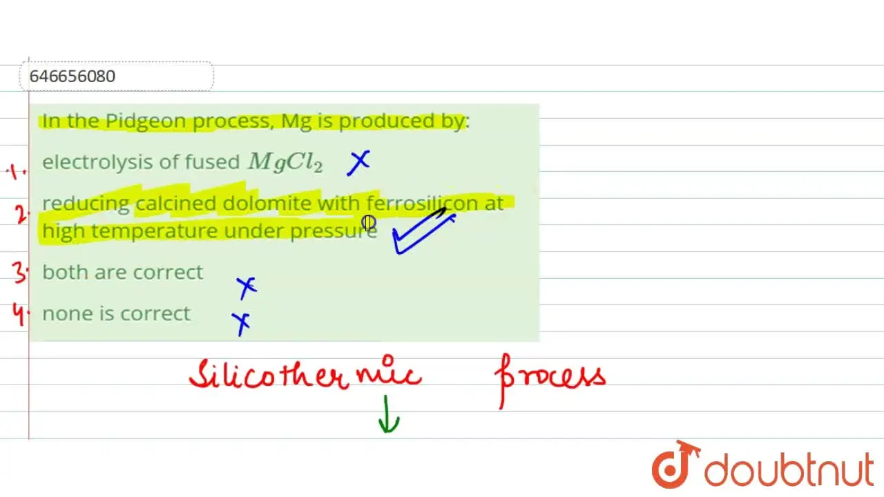 In the Pidgeon process, Mg is produced by: