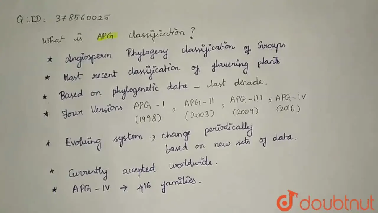 [Tamil Solution] What is APG Classification?