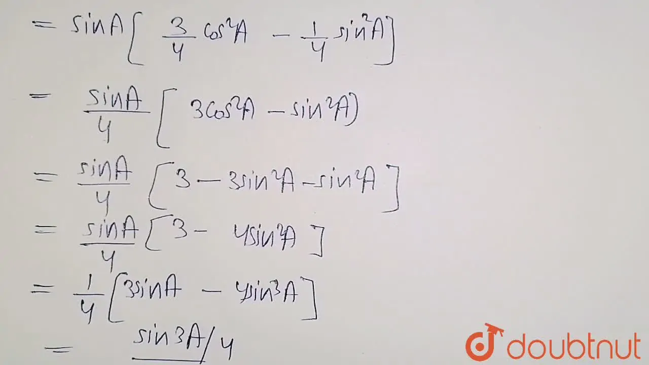 Find m if sinAsin(60^o−A)sin(60^o +A)=1/m sin3A