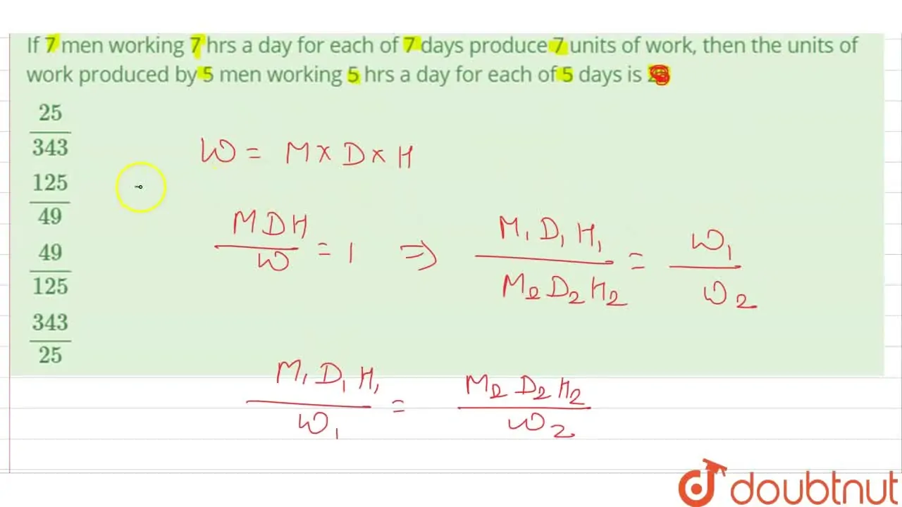 If 7 men working 7 hrs a day for each of 7 days produce 7 units of wor